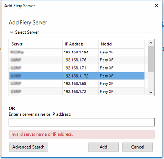 Error: "Invalid server name or IP address" immediately on CWS when ...
