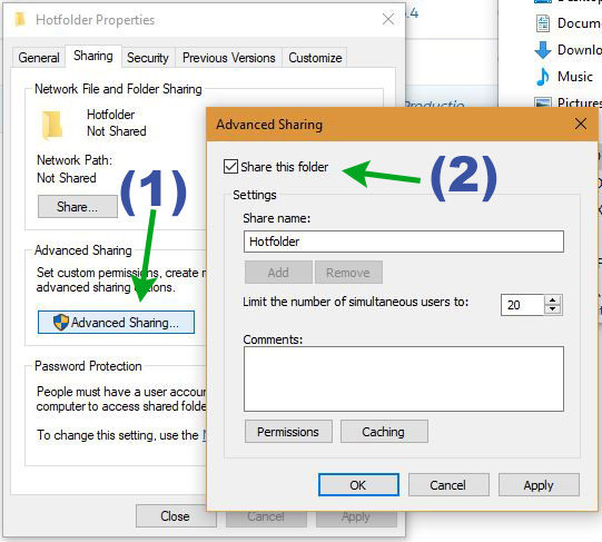 Create Shared Hotfolder on PC XF Host